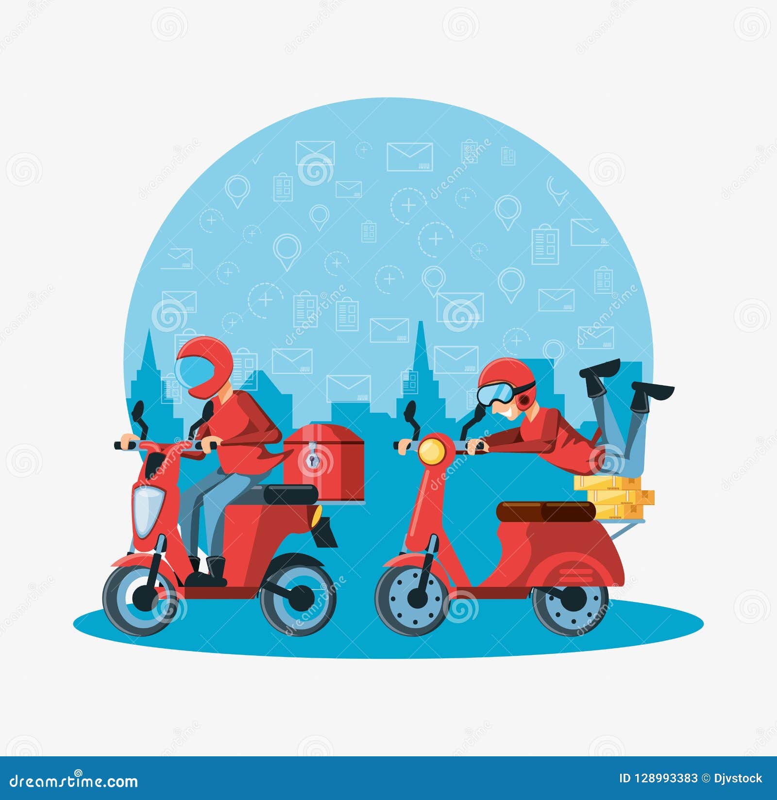 Courier Men of Logistic Service in Motorcycle Stock Vector ...