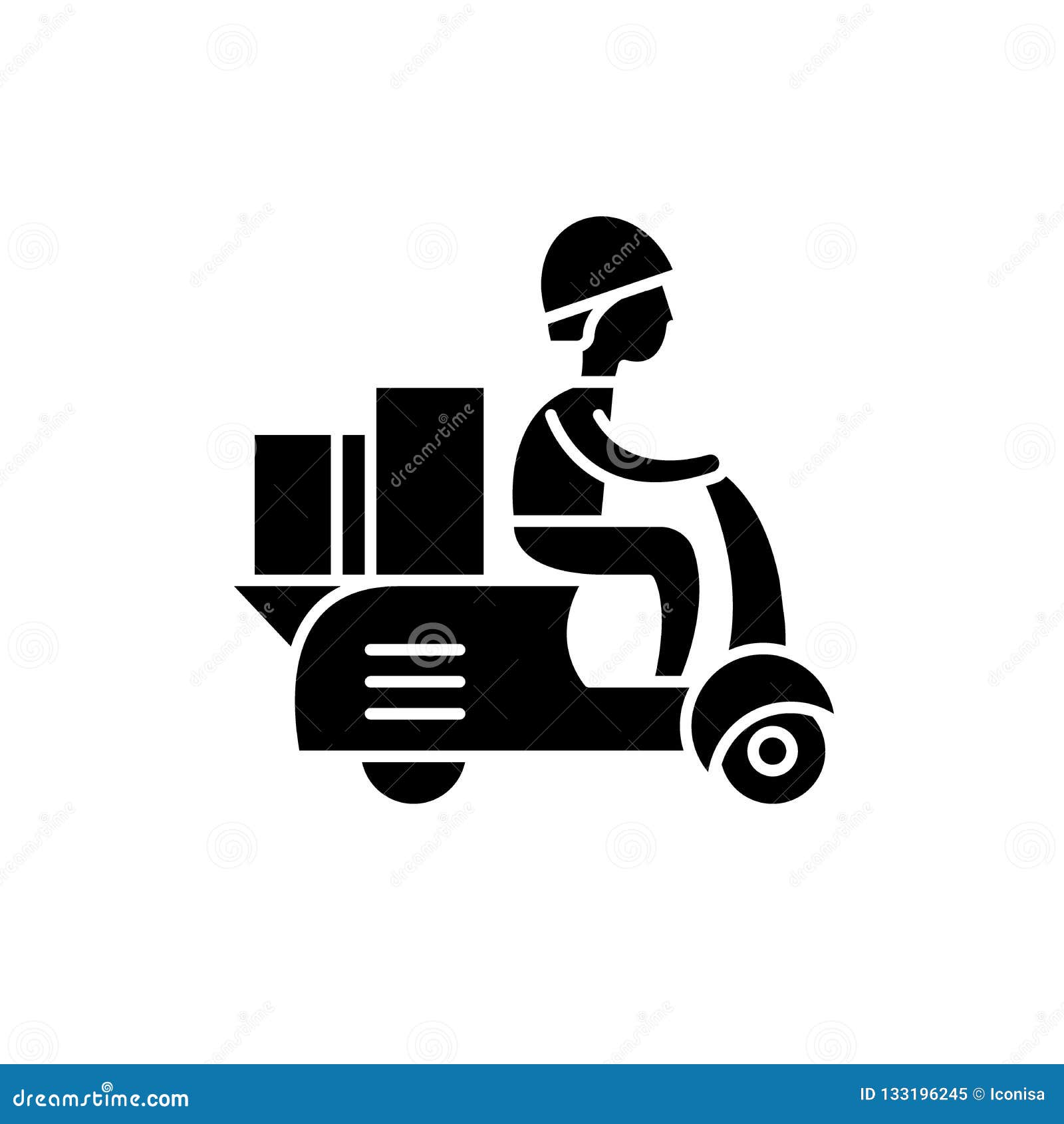 Courier on a Motor Scooter Black Icon, Vector Sign on Isolated ... Courier on a Motor Scooter Black Icon, Vector Sign on Isolated ...