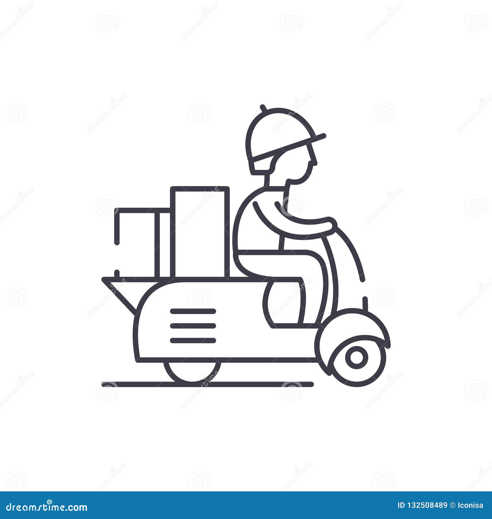 Courier on a Motor Scooter Line Icon Concept. Courier on a Motor ... Courier on a Motor Scooter Line Icon Concept. Courier on a Motor ...