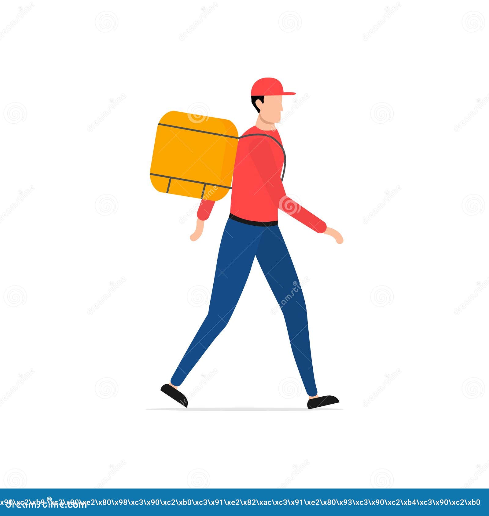 Courier with Parcel Box Vector Isolated on White. Fast and Free ...
