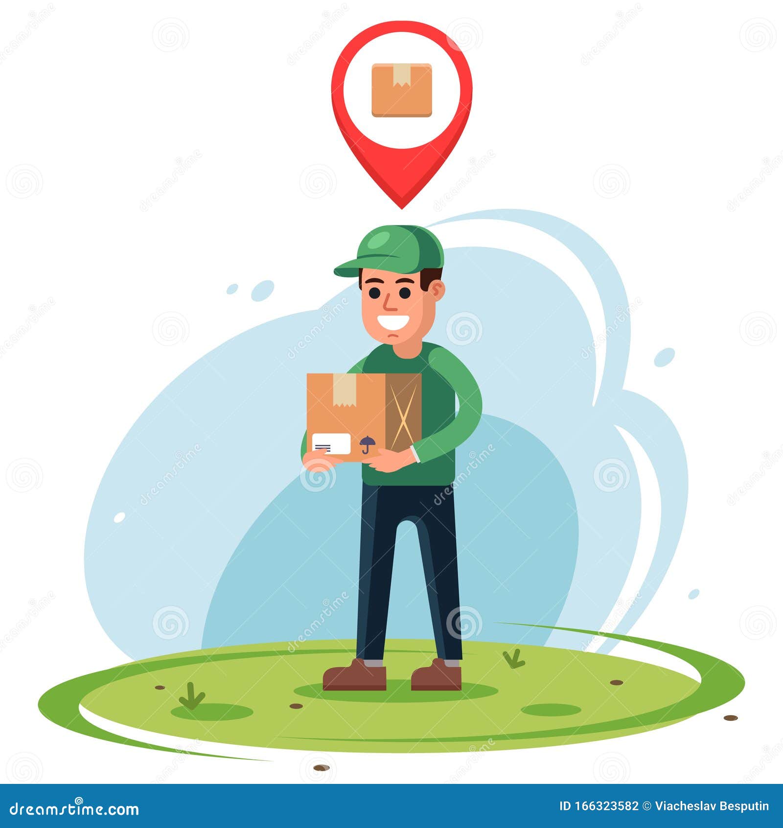 Courier with a Parcel in His Hands. Stock Vector - Illustration of ...