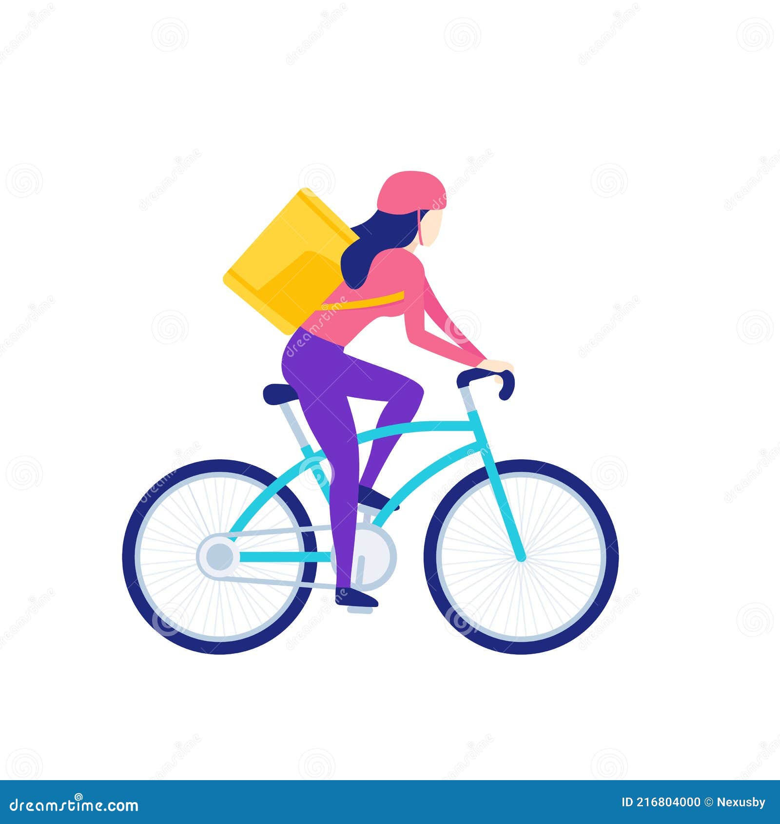 Courier Riding Bicycle, Delivery Worker on Bike Stock Vector ...