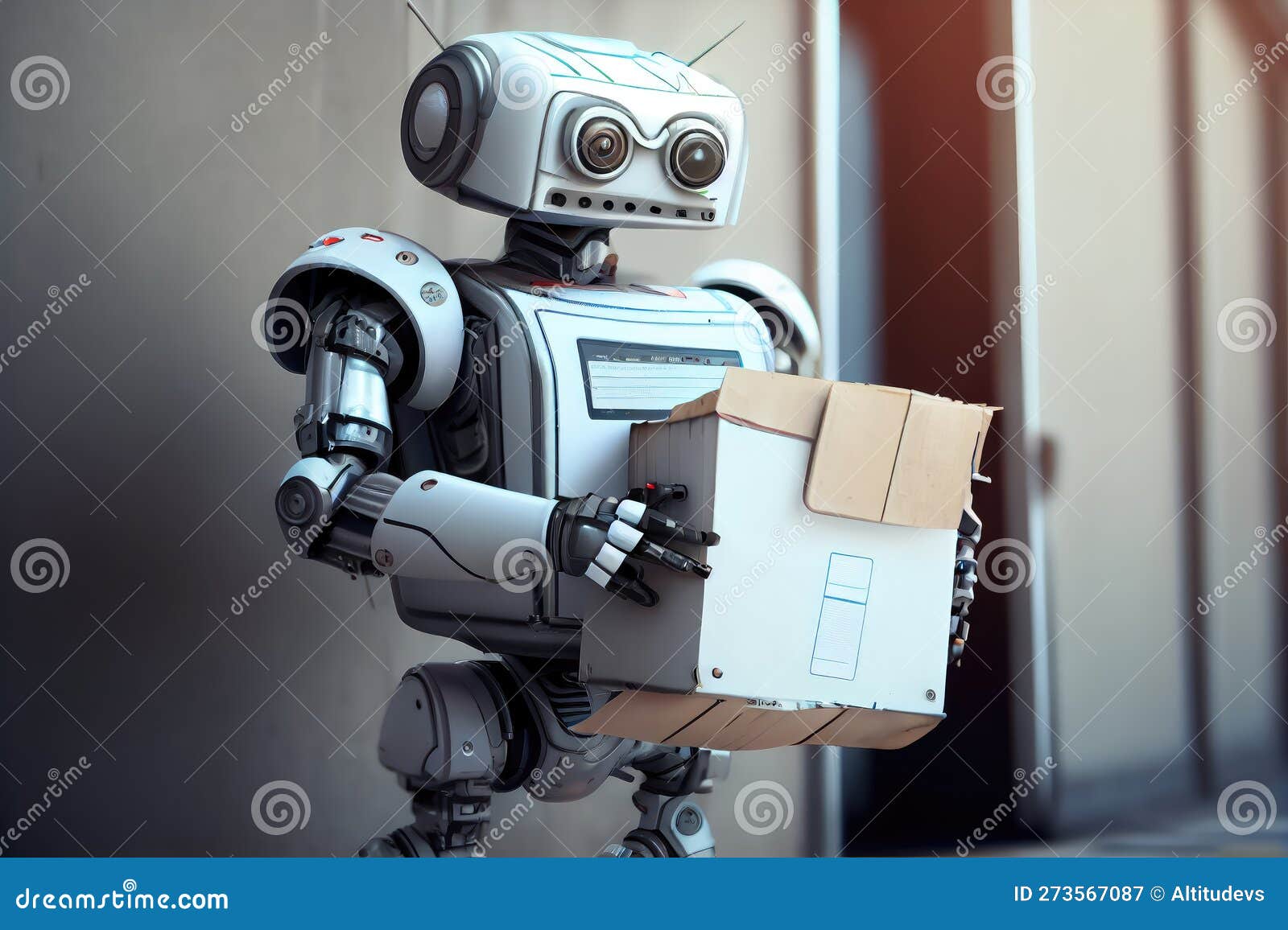 Courier Robot Delivering Important Documents To Clients Stock Image ...