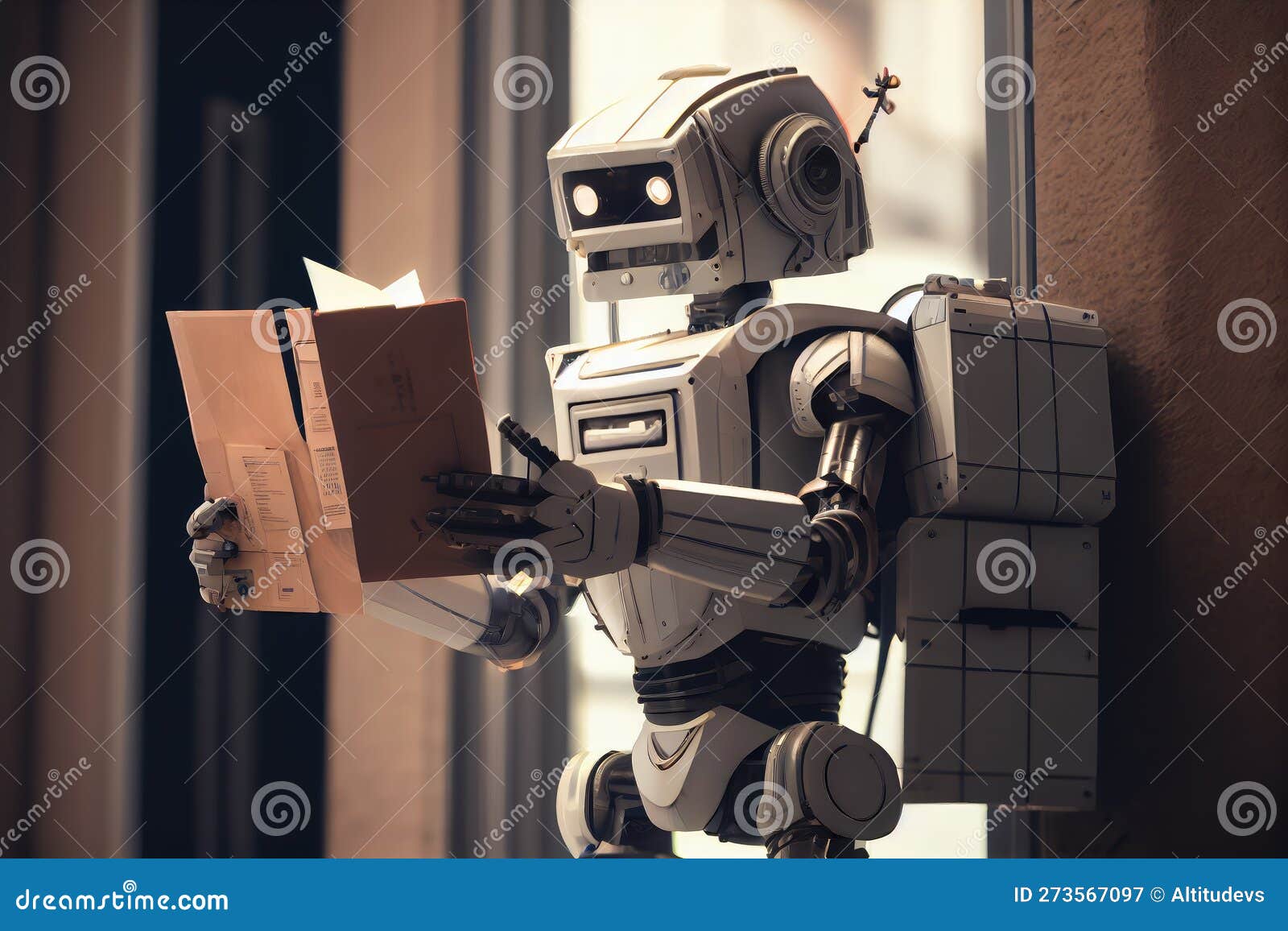 Courier Robot Delivering Important Documents To Clients Stock ...