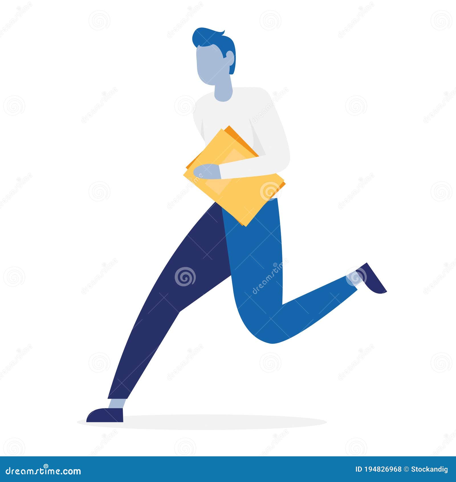 Courier Run To Deliver the Document. Flat Vector Icon Stock Vector ...