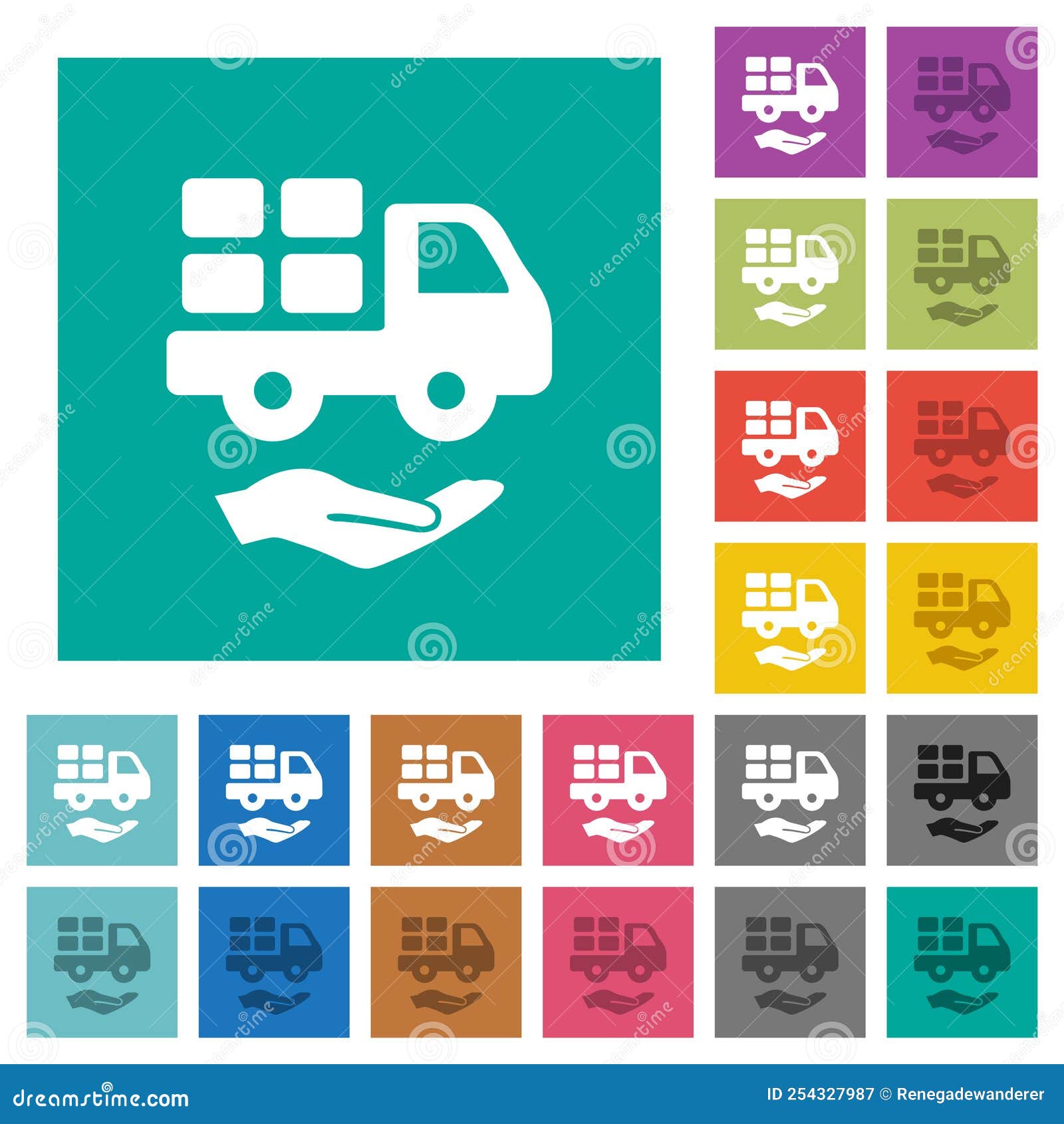Courier Services Solid Square Flat Multi Colored Icons Stock Vector ...