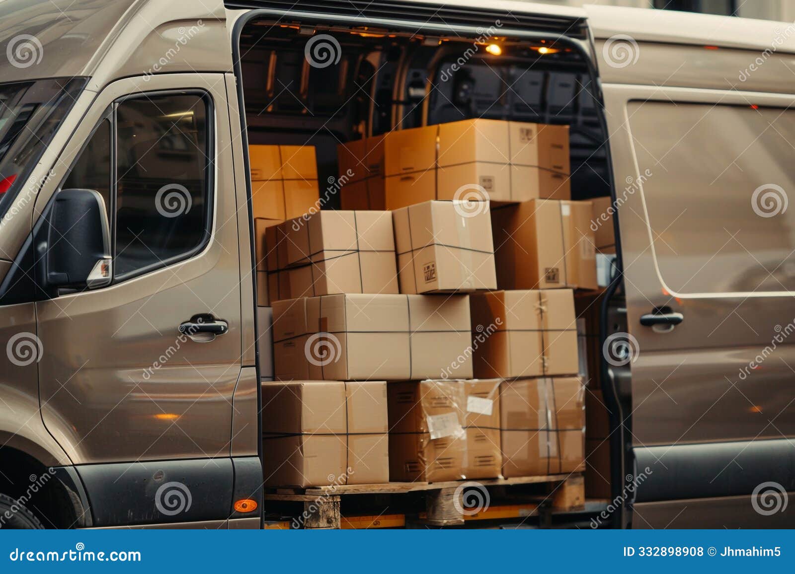 Courier Vehicle Loading Parcels for Delivery Showcasing the Efficiency ...