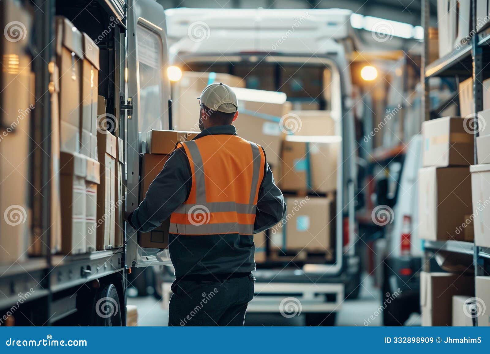 Courier Vehicle Loading Parcels for Delivery Showcasing the Efficiency ...