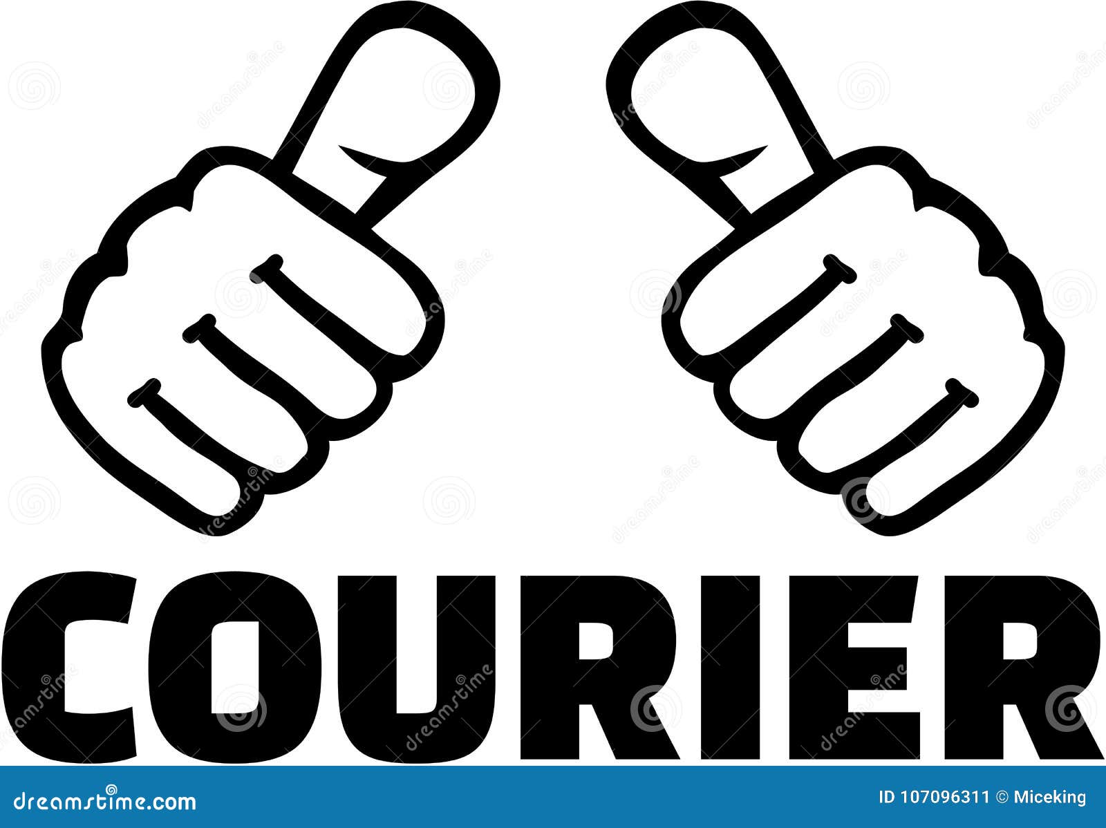 Courier Word with Thumbs. T-Shirt Design Stock Vector - Illustration of ...