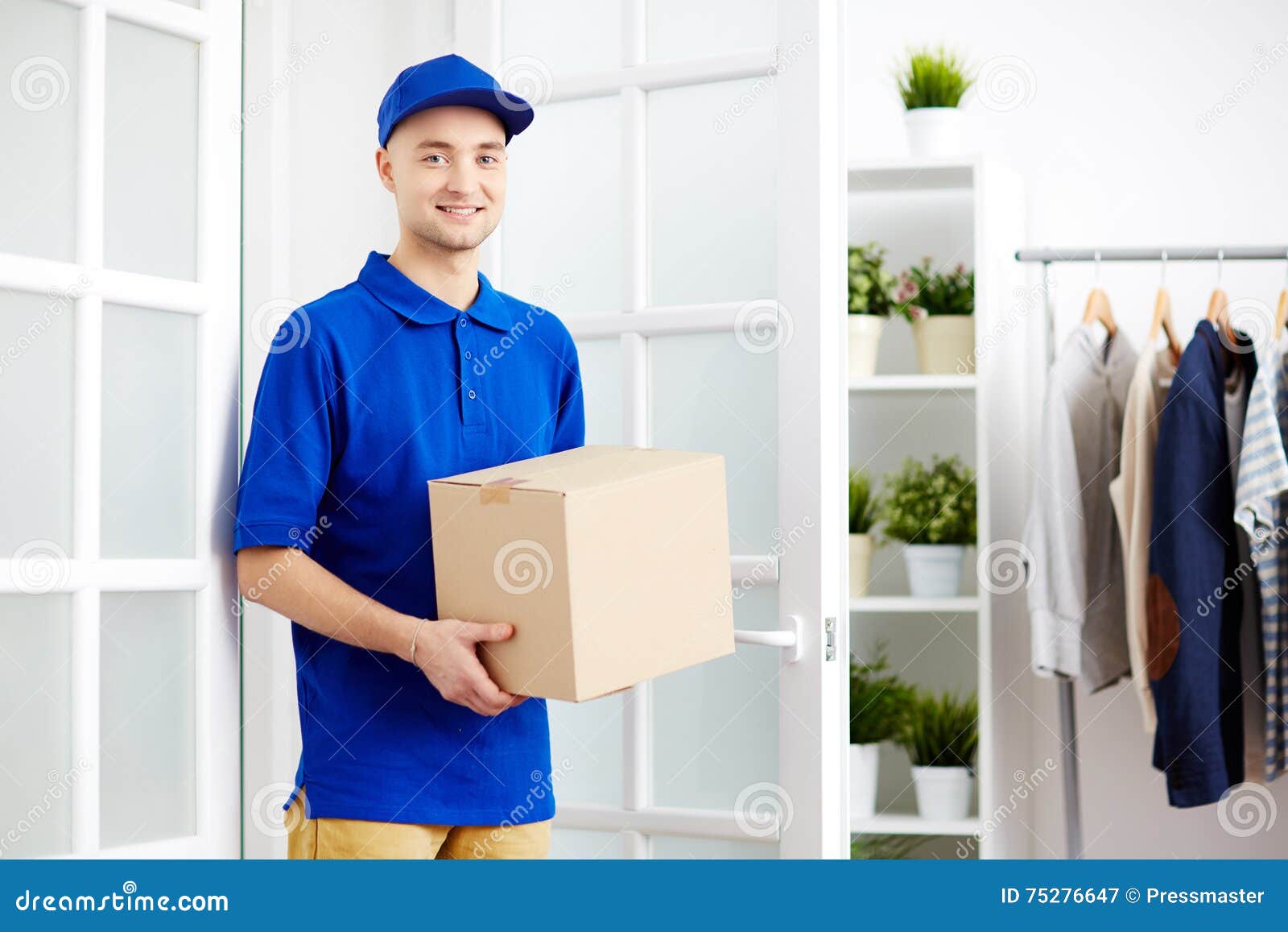 Courier at work stock image. Image of delivering, parcel - 75276647