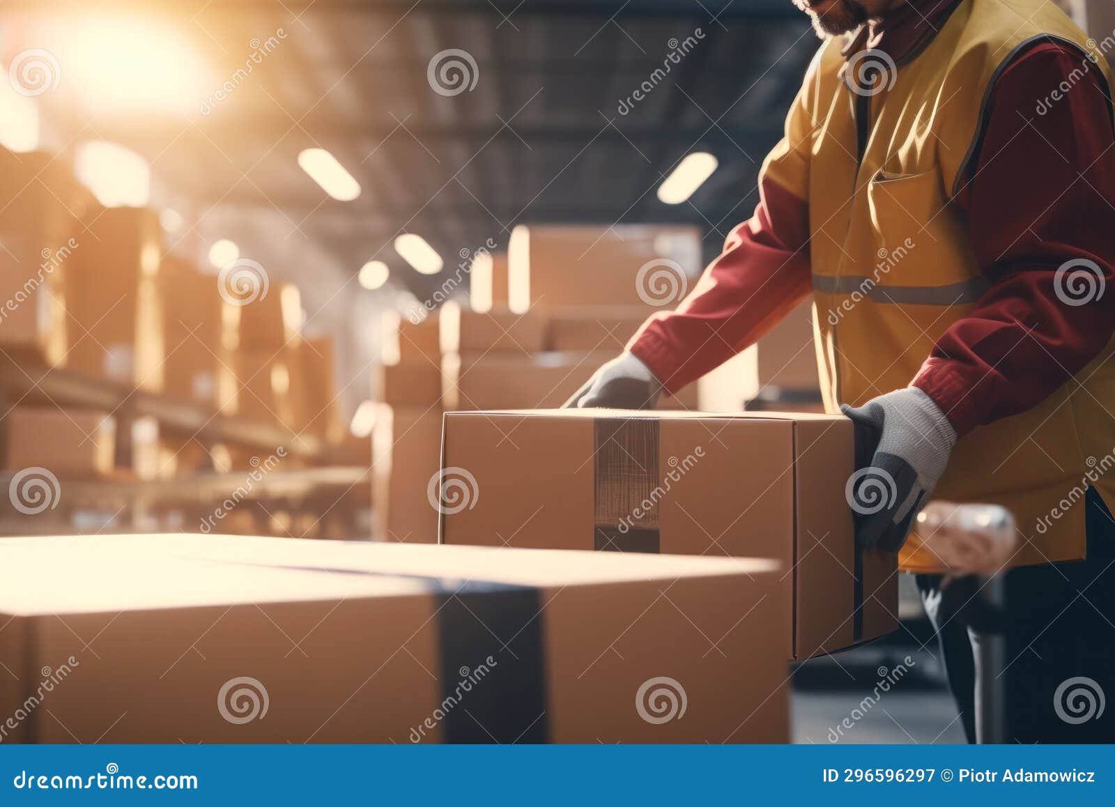Courier Works in a Parcel Sorting Office Stock Illustration ...