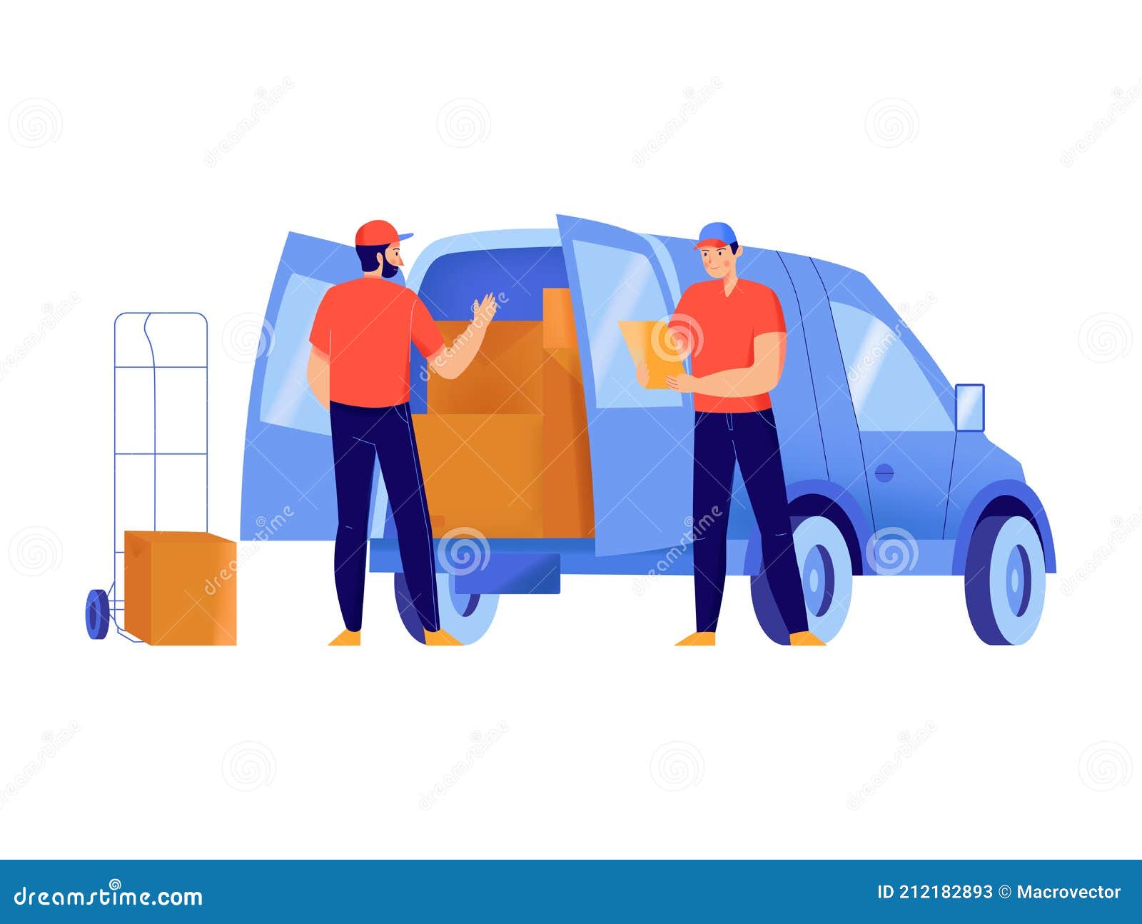 Couriers Loading Van Composition Stock Vector - Illustration of ...