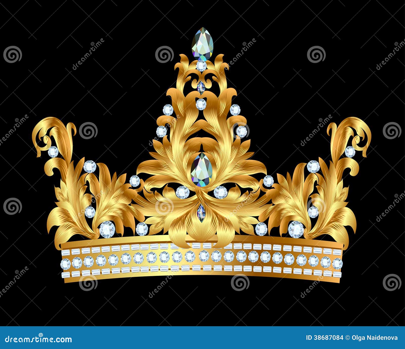 Couronne Royale D'or Avec Des Bijoux Illustration de Vecteur ...