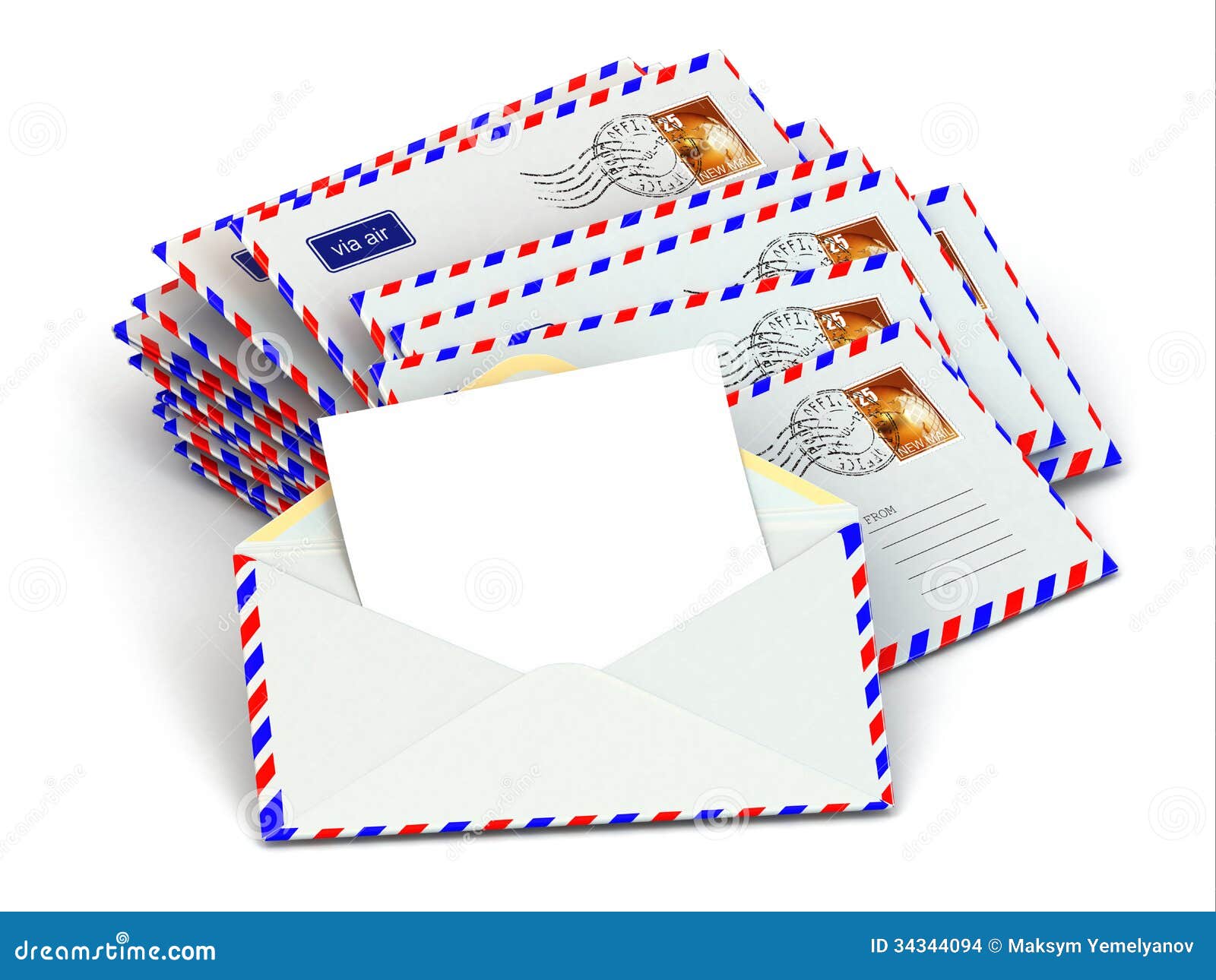 Courrier. Pile D'enveloppes Et De Lettres Vides. Illustration Stock ...