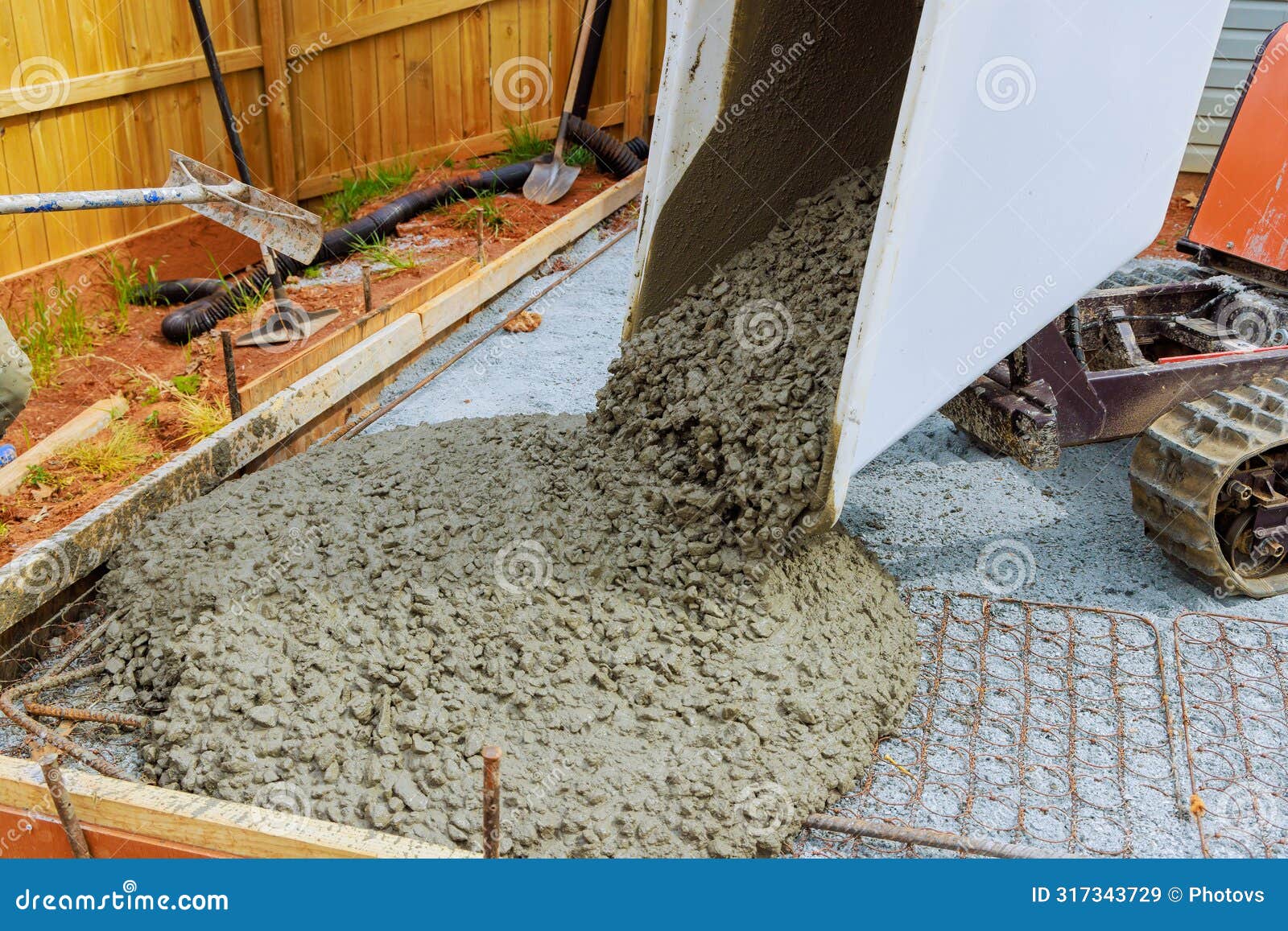 In Course Construction of Foundation, Wet Cement is Poured into ...