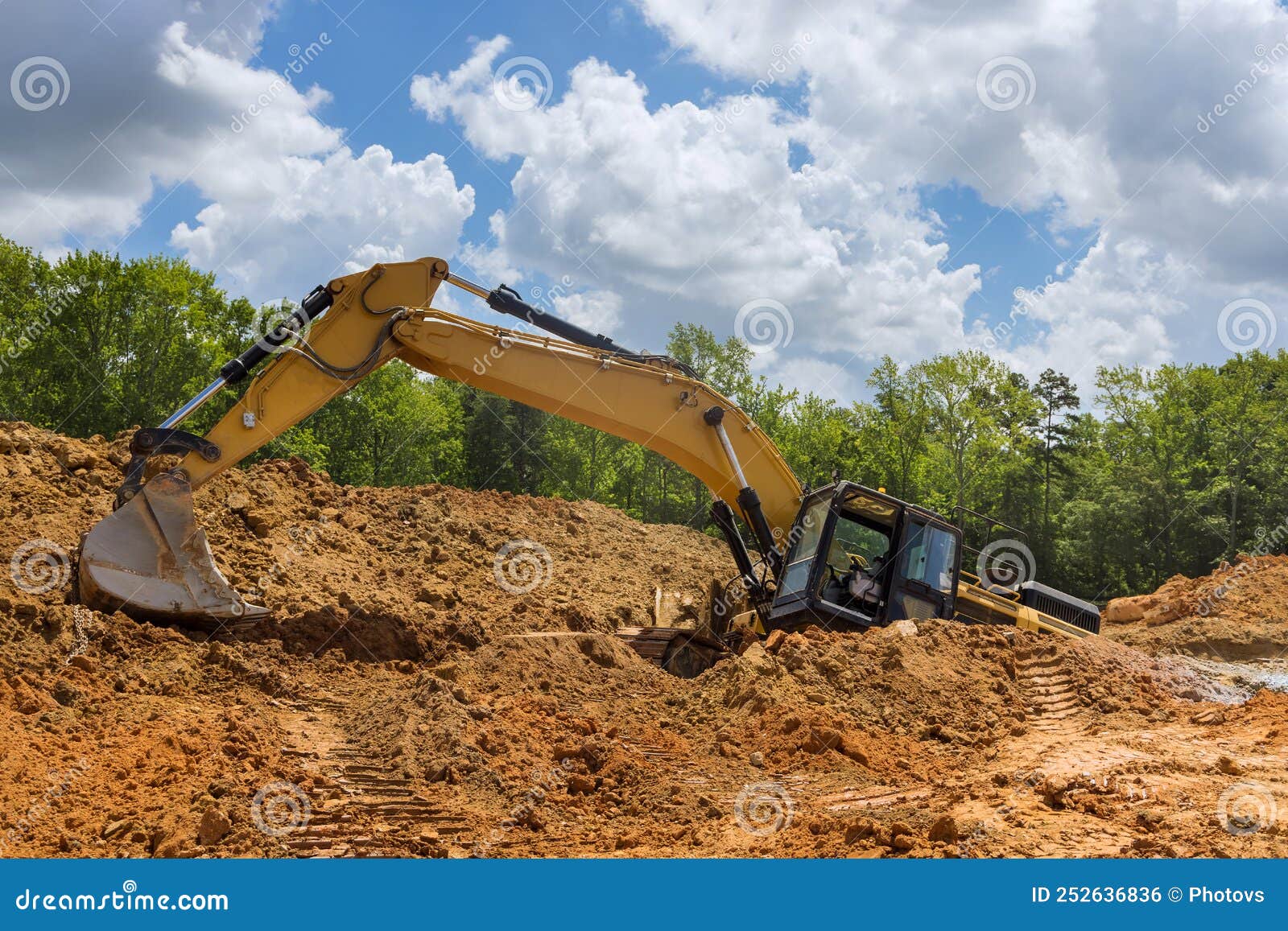 In the Course of Construction Work, the Excavator Became Stuck in a ...