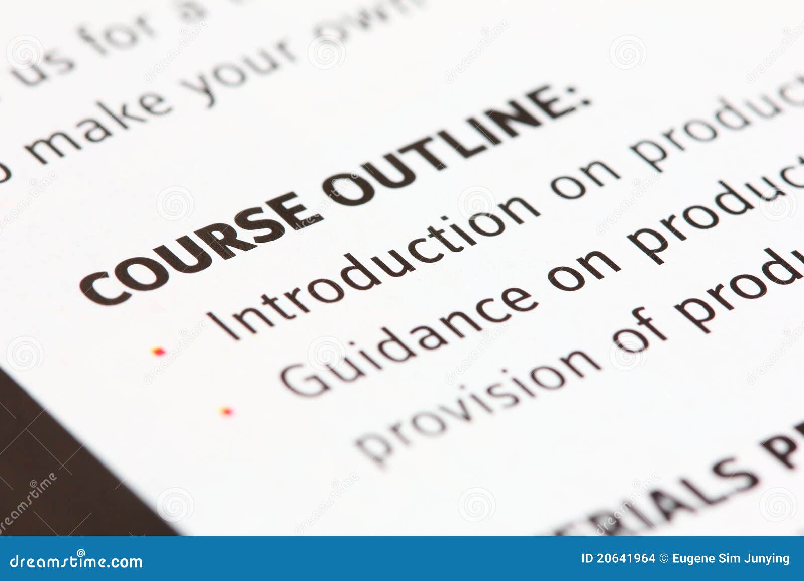 Course outline stock photo. Image of explanation, closeup - 20641964