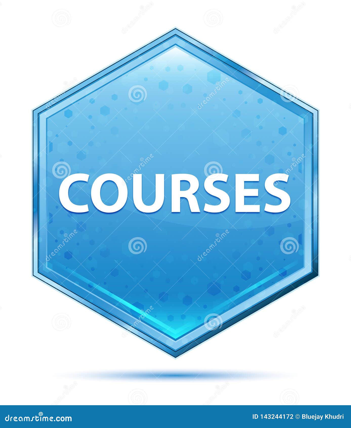 Courses Crystal Blue Hexagon Button Stock Illustration - Illustration ...