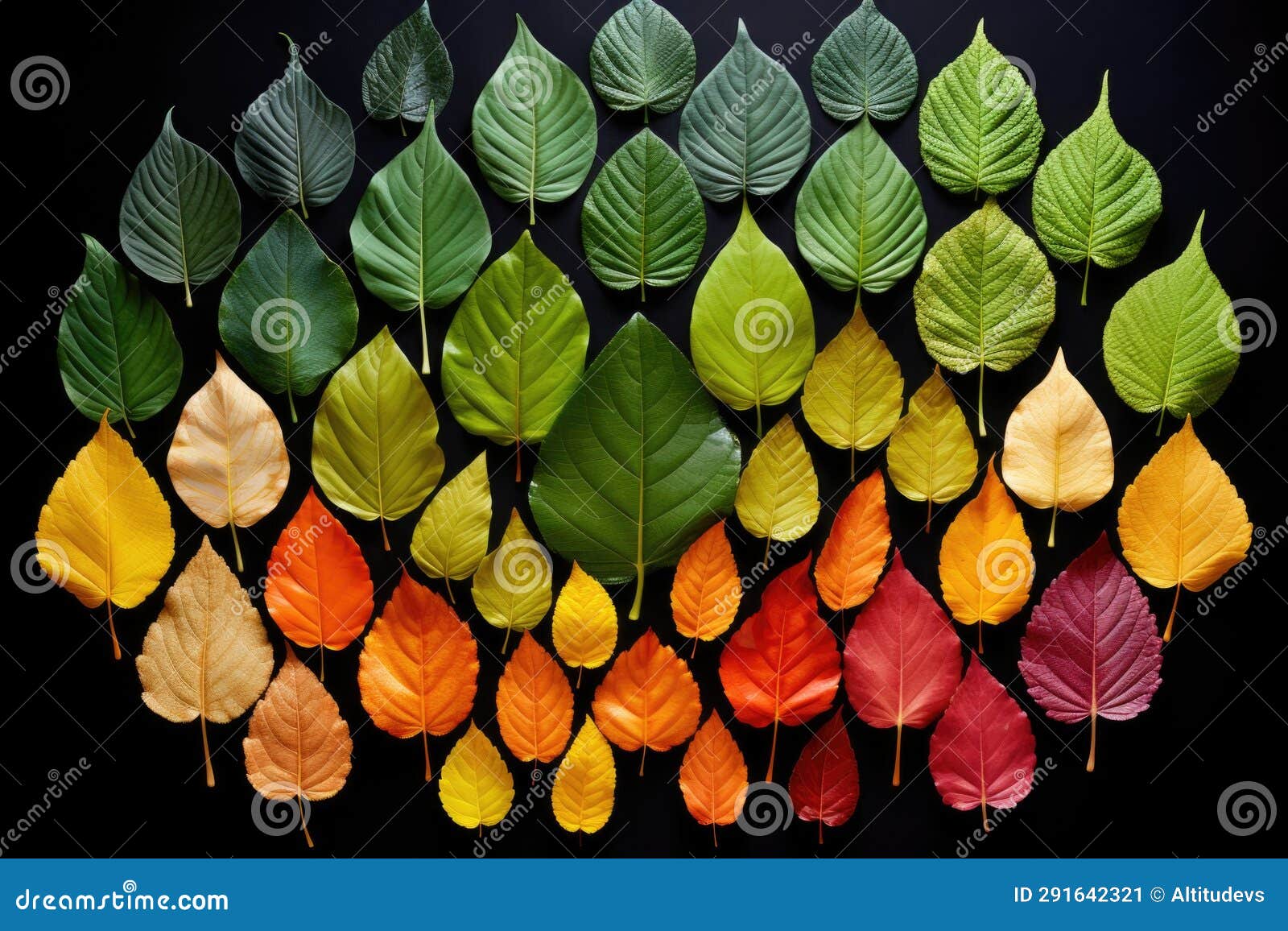 Courses of Different Leaf Types Arranged by Color Stock Image - Image ...