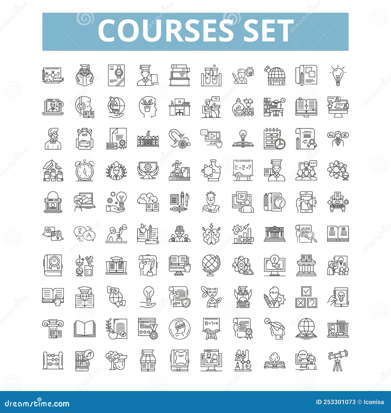 Courses Set Icons, Line Symbols, Web Signs, Vector Set, Isolated ...