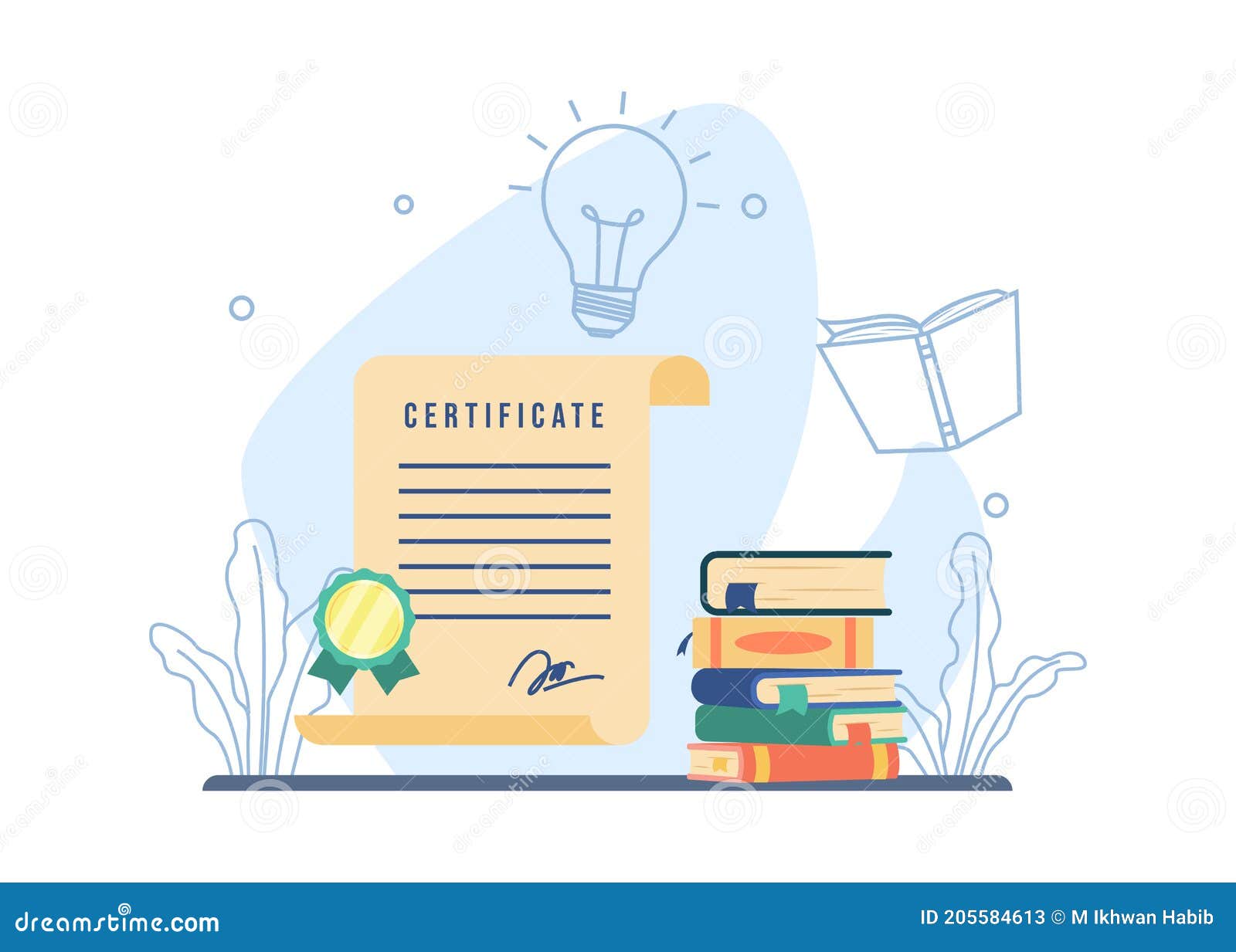 Courses and Training Concept. Certificate and Stack of Books Stock ...