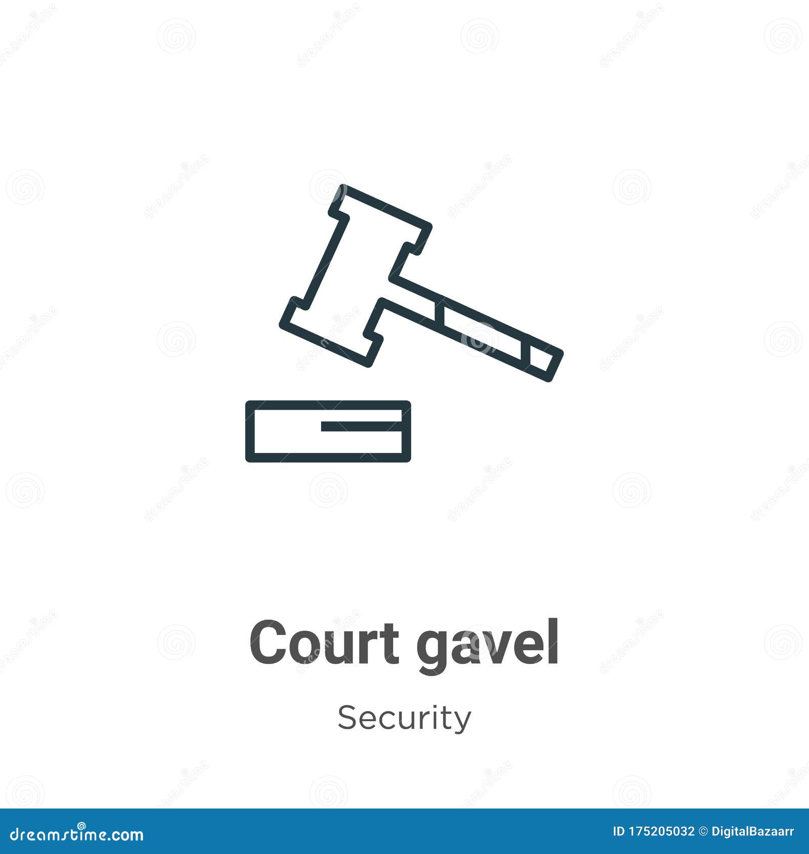 Court Gavel Outline Vector Icon. Thin Line Black Court Gavel Icon, Flat ...