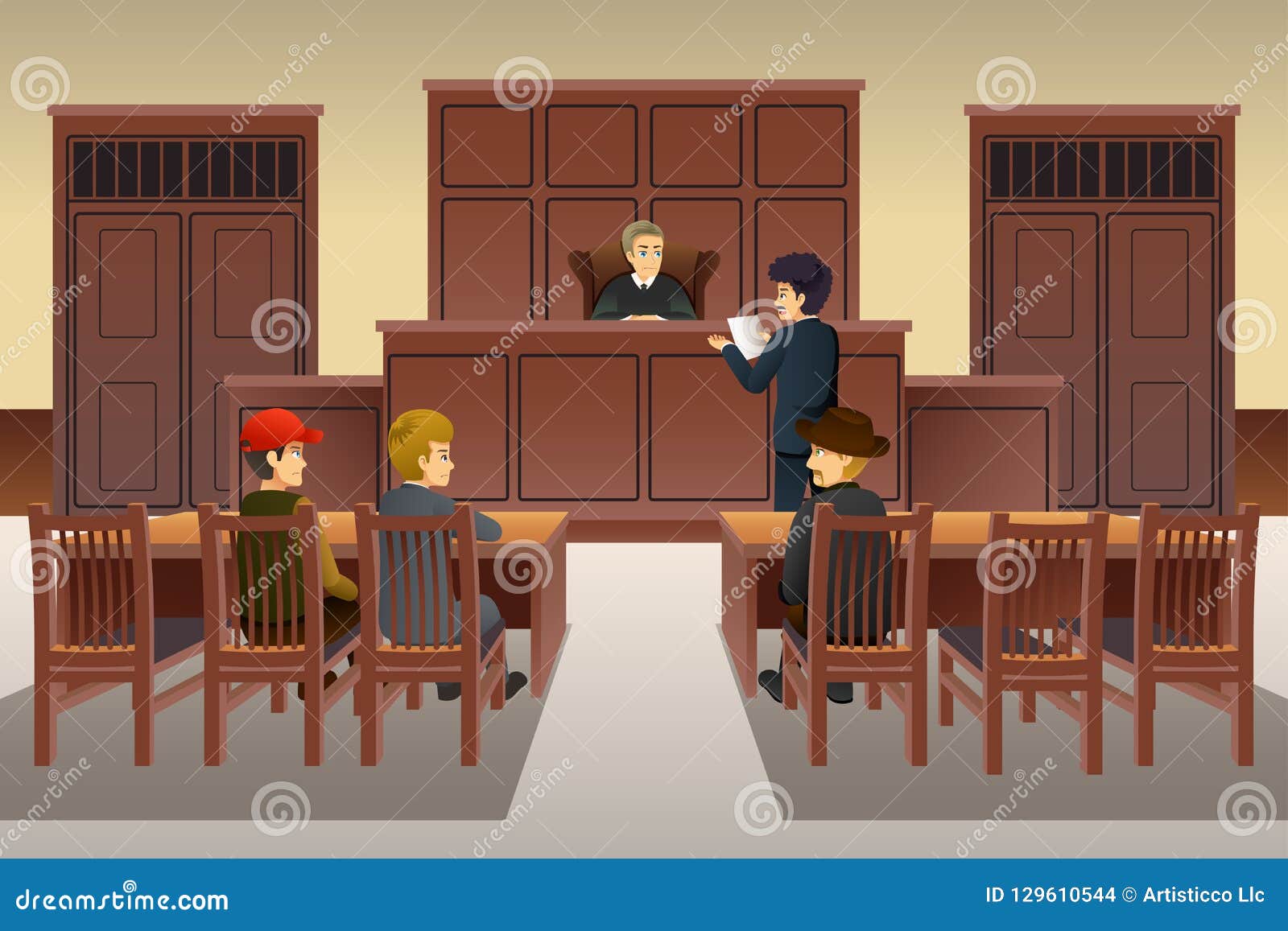 Court Scene Illustration stock vector. Illustration of defendant ...