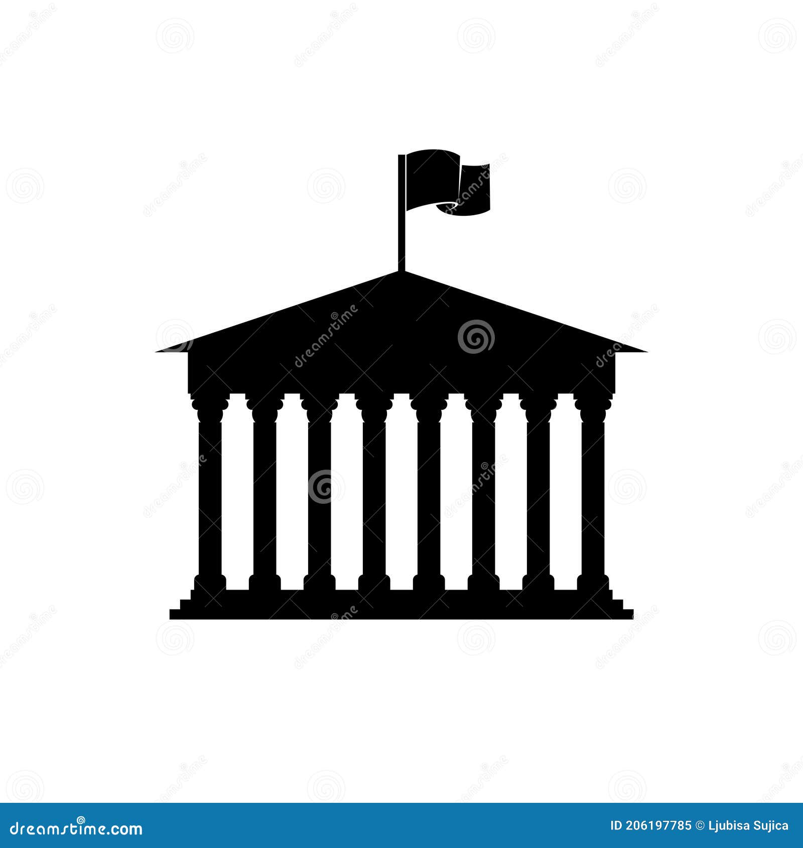 Courthouse Building Icon Isolated on White Background Stock Vector ...