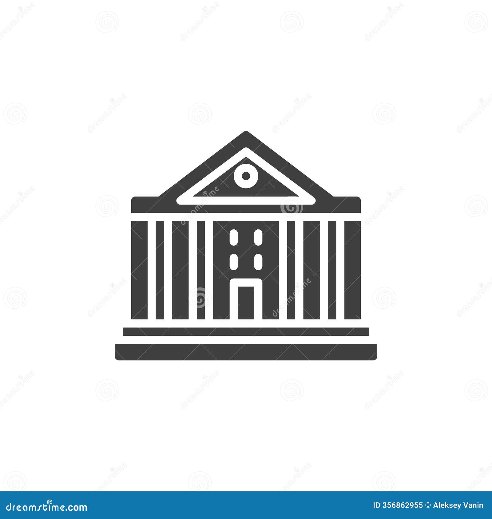 Courthouse Building Facade With Columns And Round Window Drawing Vector ...