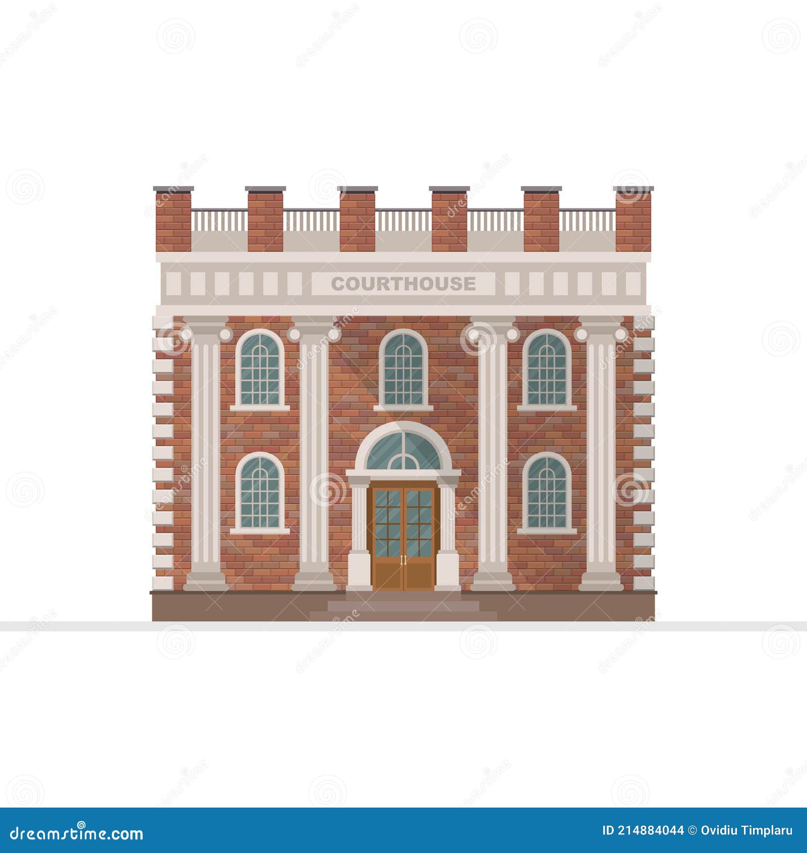 Courthouse Building Vector Illustration Isolated on White Background ...