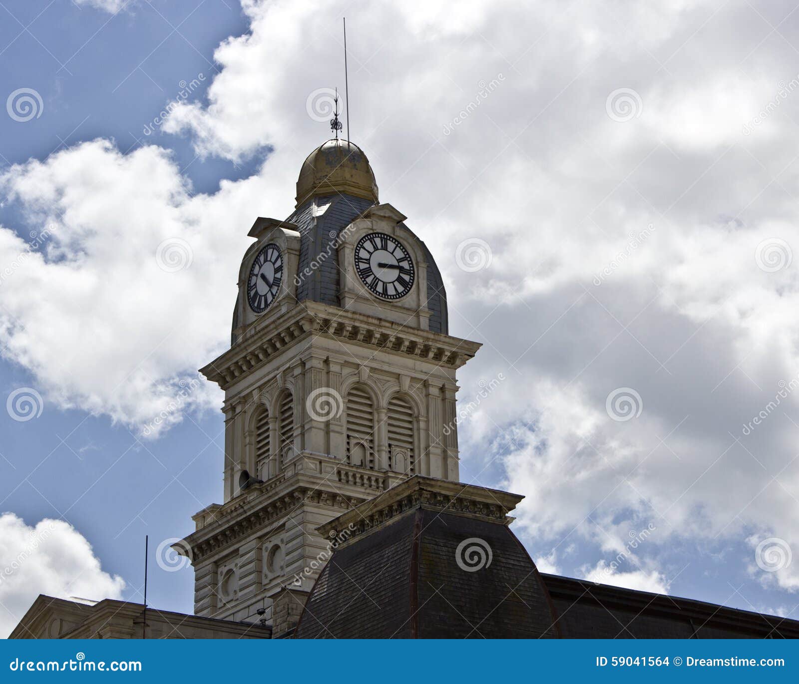Courthouse Clock stock photo. Image of building, clouds - 59041564