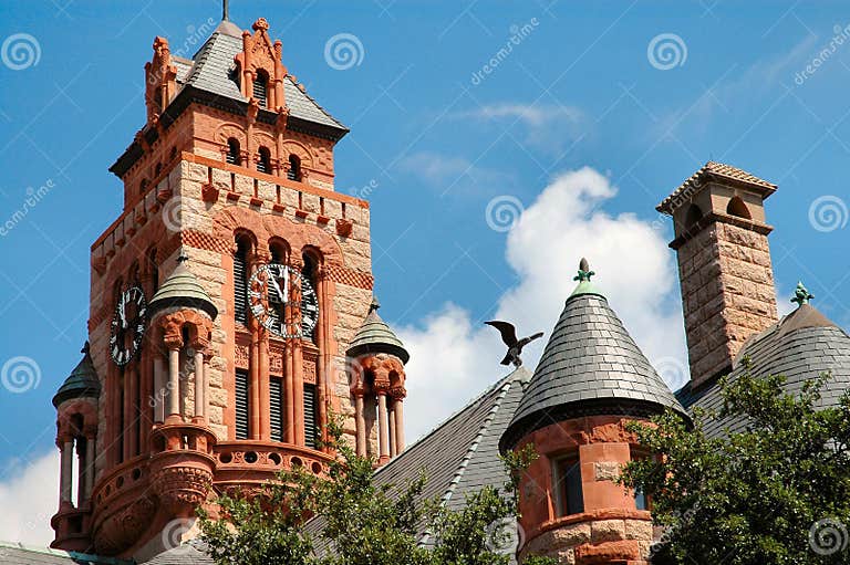 Courthouse Clock Tower & Eagle in Waxahachie, Texas Stock Photo - Image ...