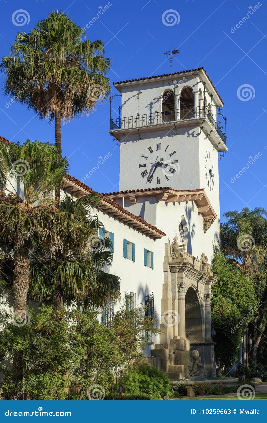 Courthouse clock tower stock image. Image of building - 110259663