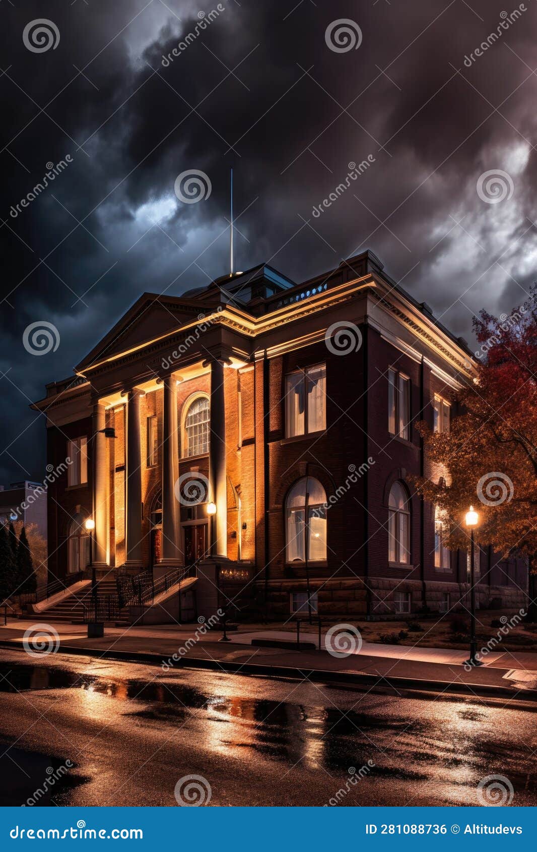 Courthouse Exterior with Dramatic Lighting Stock Photo - Image of ...