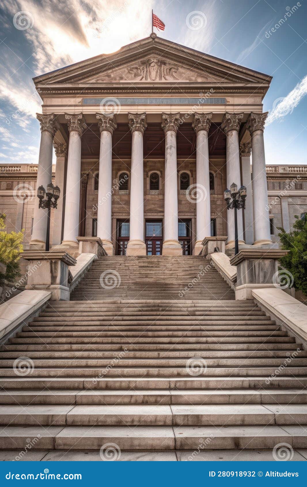 Courthouse Exterior with Steps and Pillars Stock Illustration ...