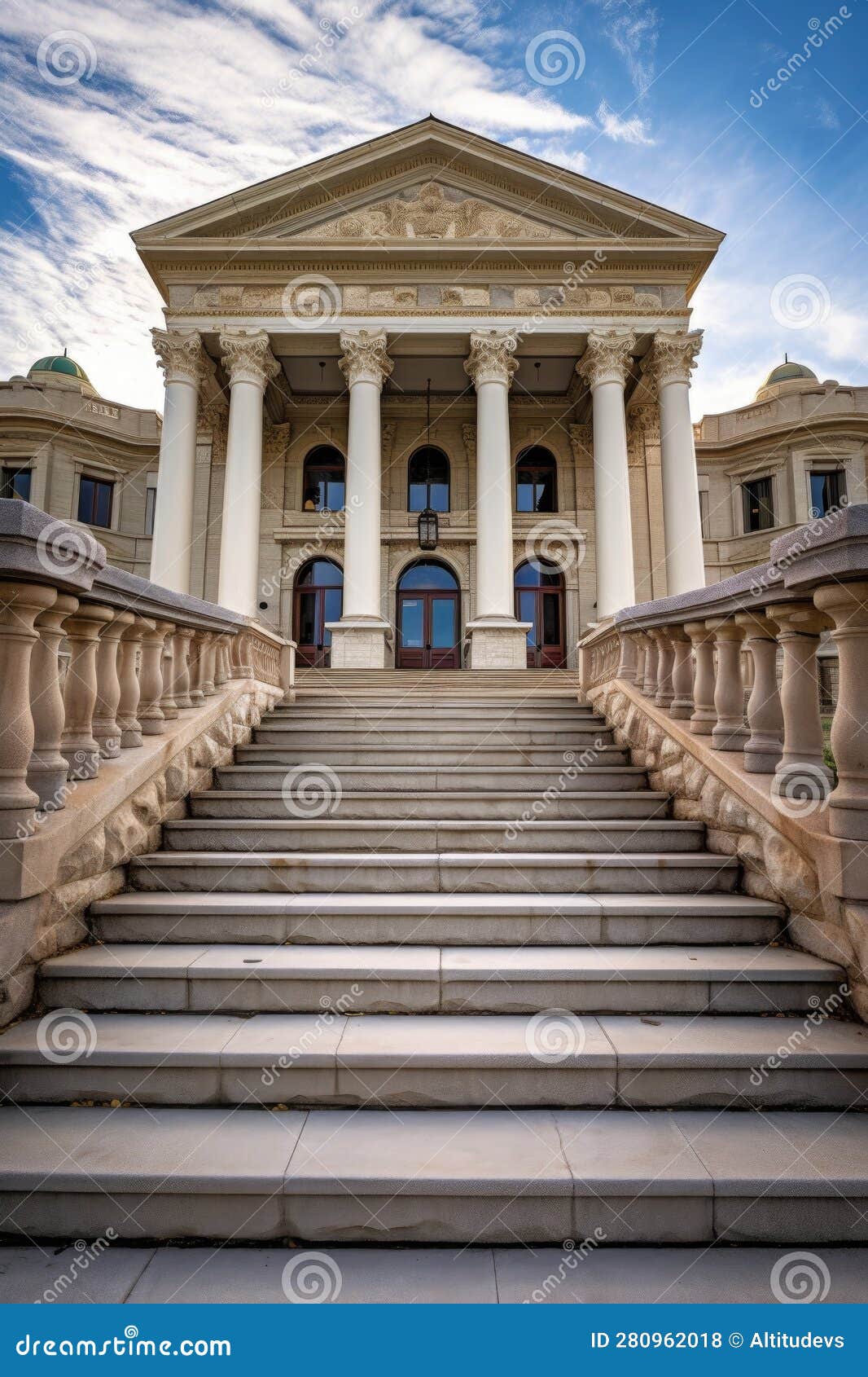 Courthouse Exterior with Steps and Pillars Stock Photo - Image of grand ...