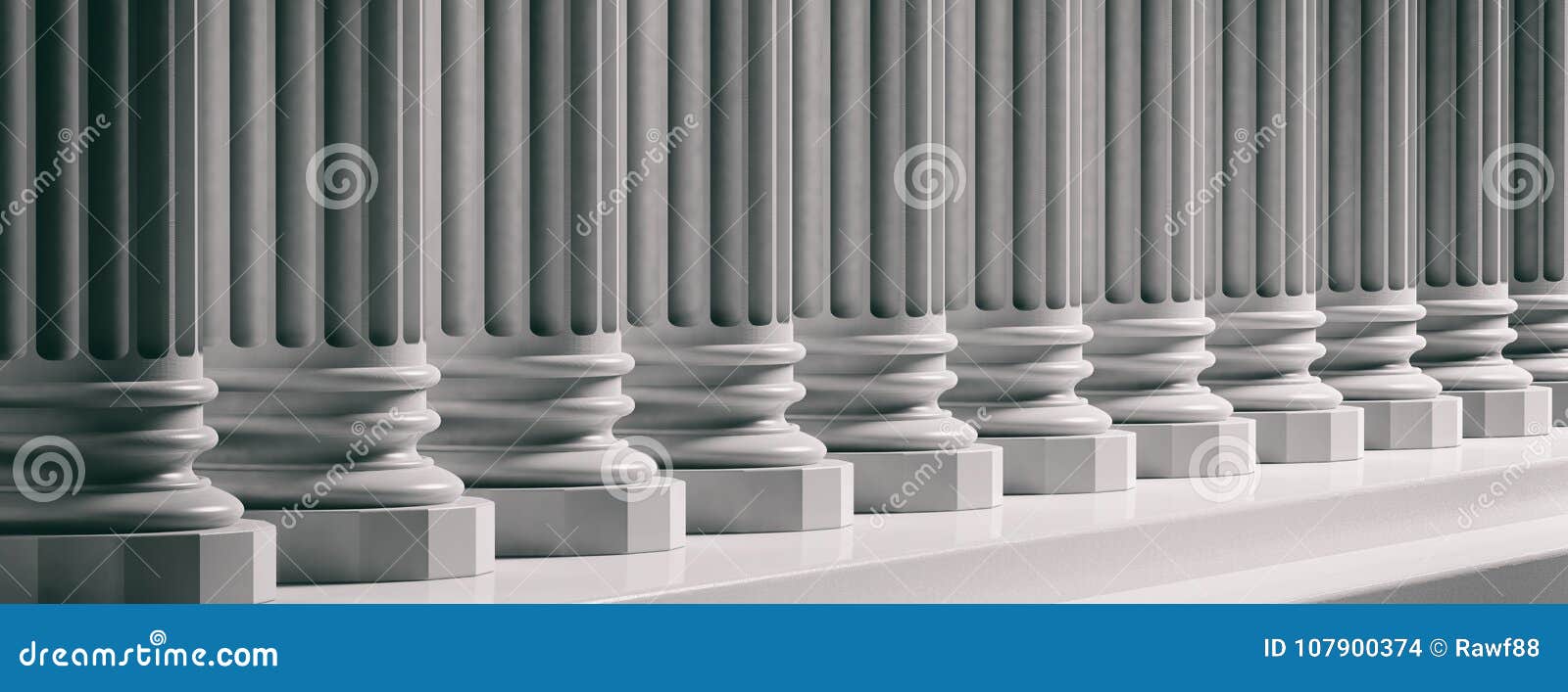 Court Facade. Marble Classical Pillars Background. 3d Illustration ...