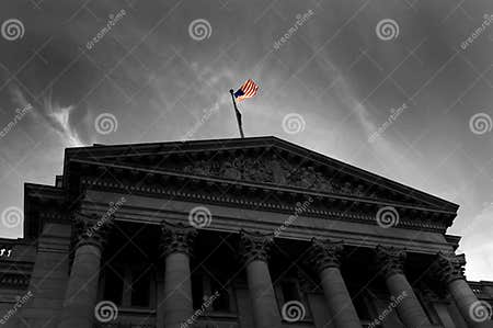 Courthouse with Flag stock photo. Image of flag, columns - 2594914