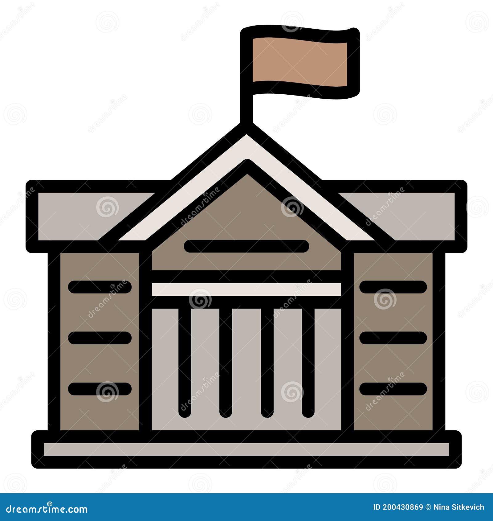 Courthouse Flag Icon, Outline Style Stock Vector - Illustration of ...