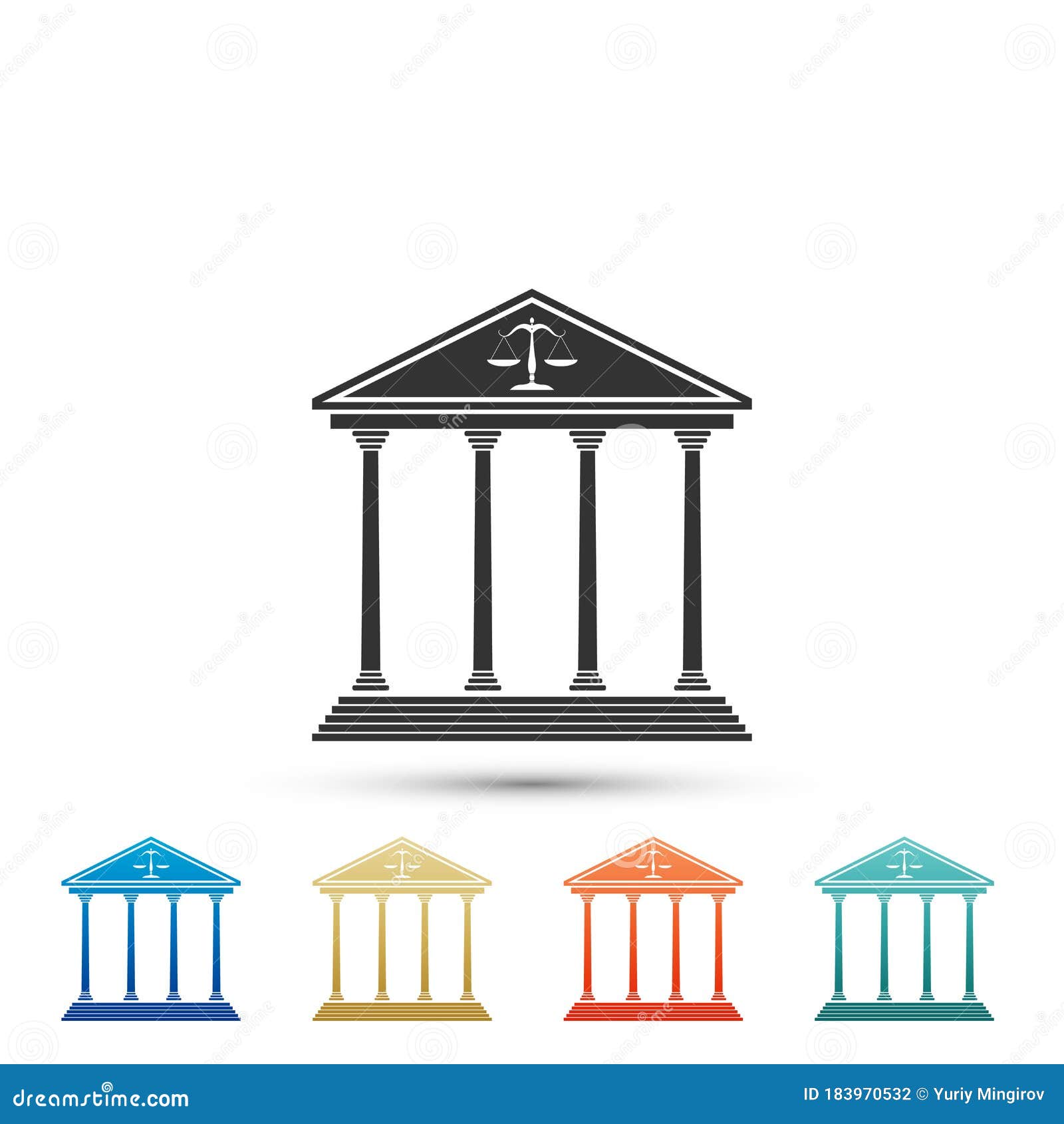 Courthouse Icon Isolated on White Background. Set Elements in Colored ...