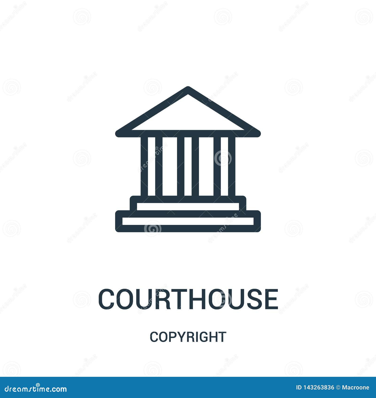 Courthouse Icon Vector from Copyright Collection. Thin Line Courthouse ...