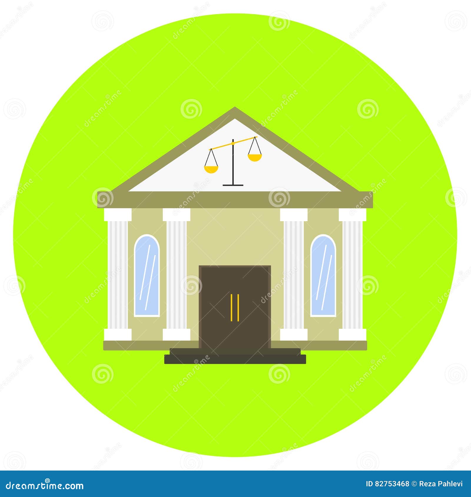 Courthouse Or Judiciary Icon In Trendy Flat Style Isolated On Grey