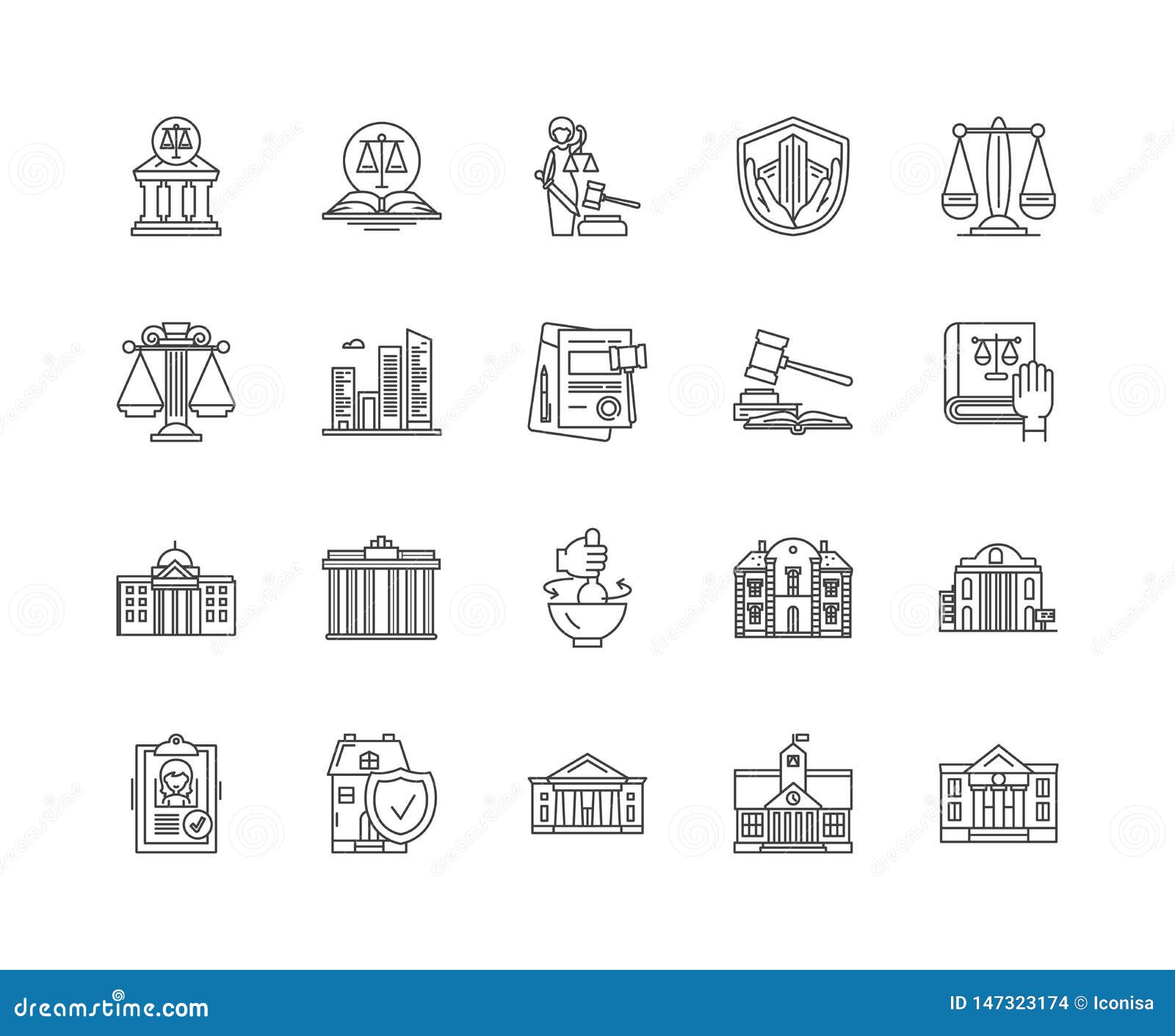 Courthouse Line Icons, Signs, Vector Set, Outline Illustration Concept ...