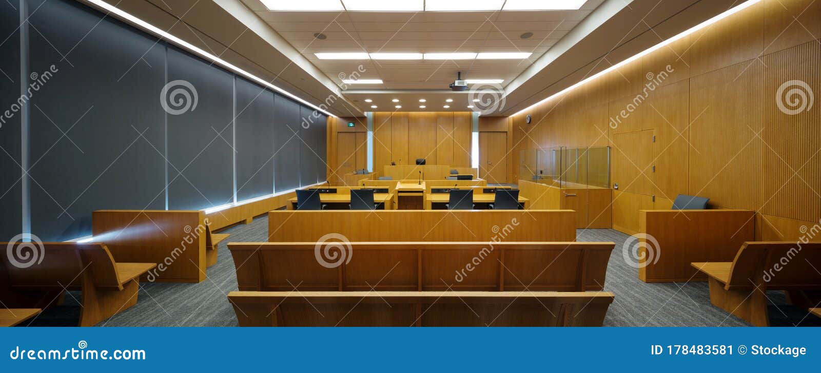 Courtroom stock image. Image of modern, bench, courtroom - 178483581