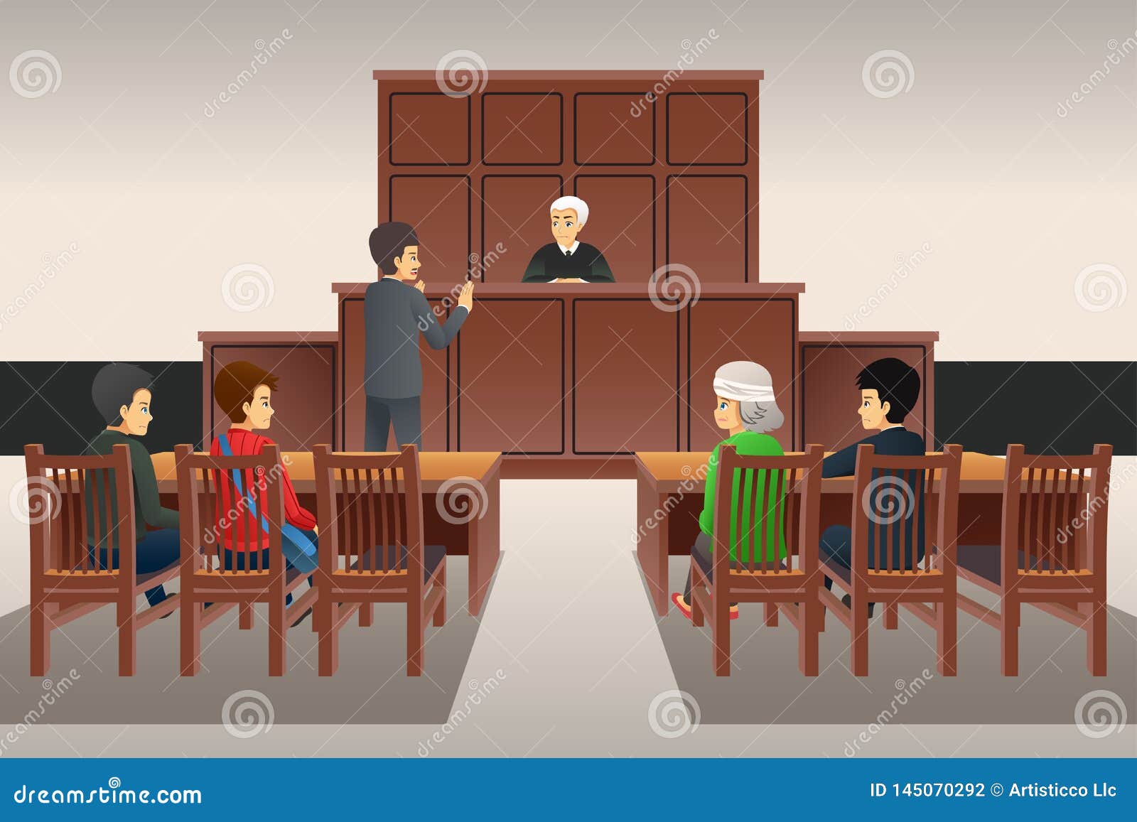Courtroom Scene Illustration Stock Vector - Illustration of witness ...