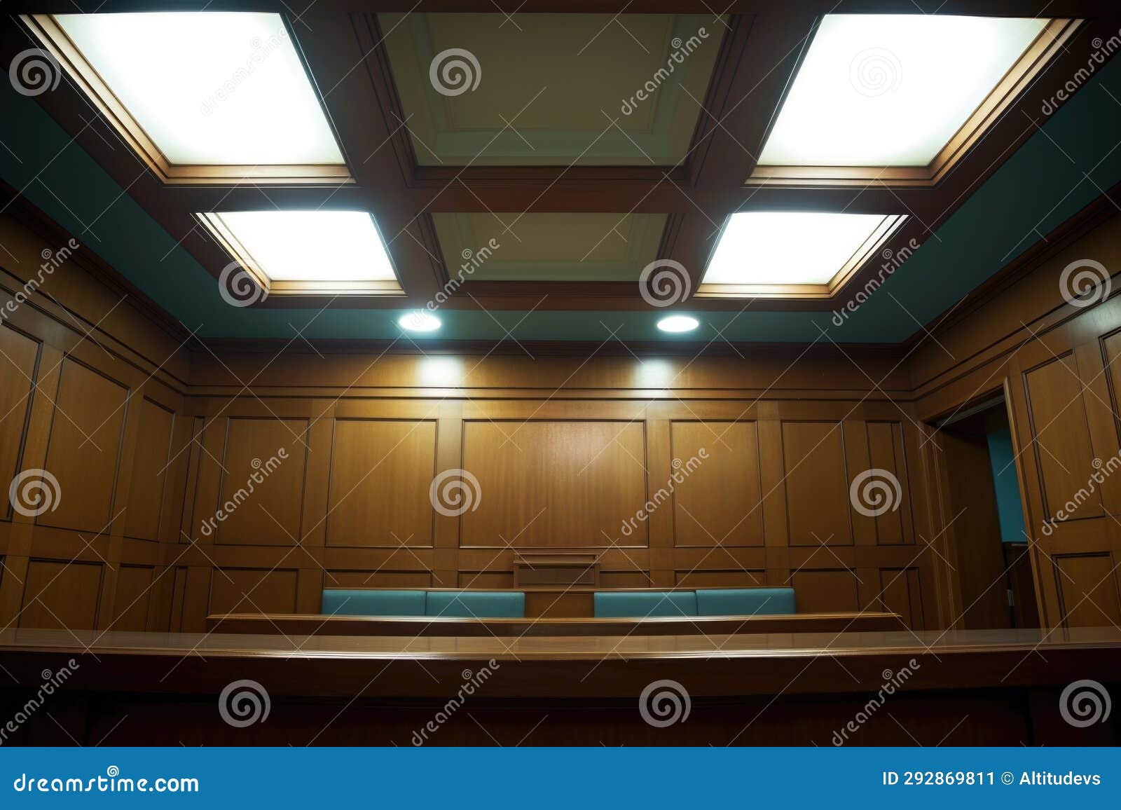A Courtroom Witness Box Empty Under Ceiling Lights Stock Image - Image ...