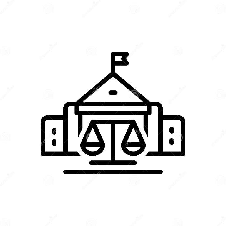 Black Line Icon for Courts, Authority and Balance Stock Vector ...