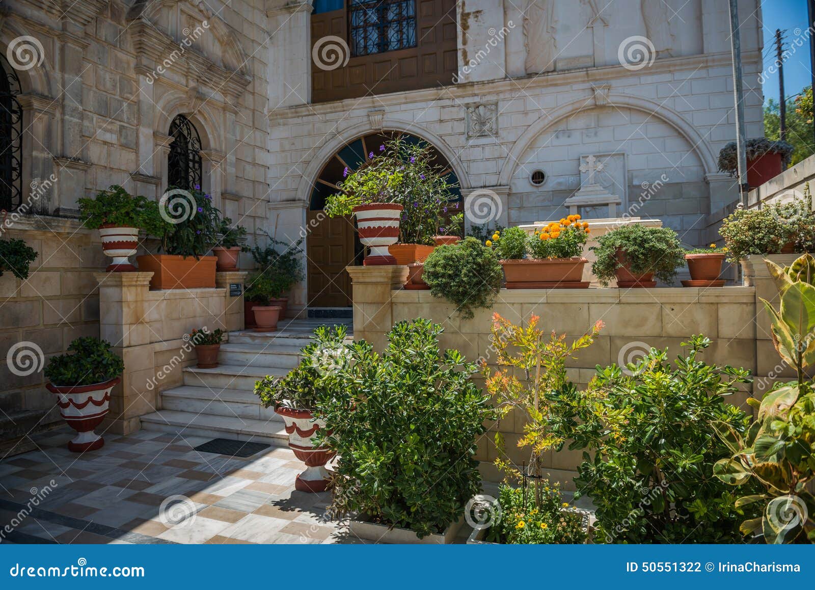 Courtyard of Ancient Greek Church Stock Photo - Image of bush, garth ...