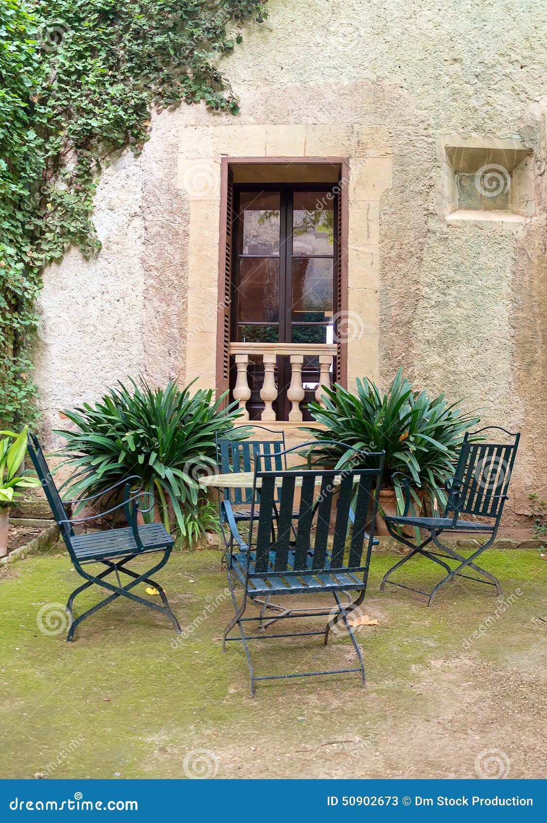 Courtyard cafe. stock image. Image of beautiful, backyard - 50902673