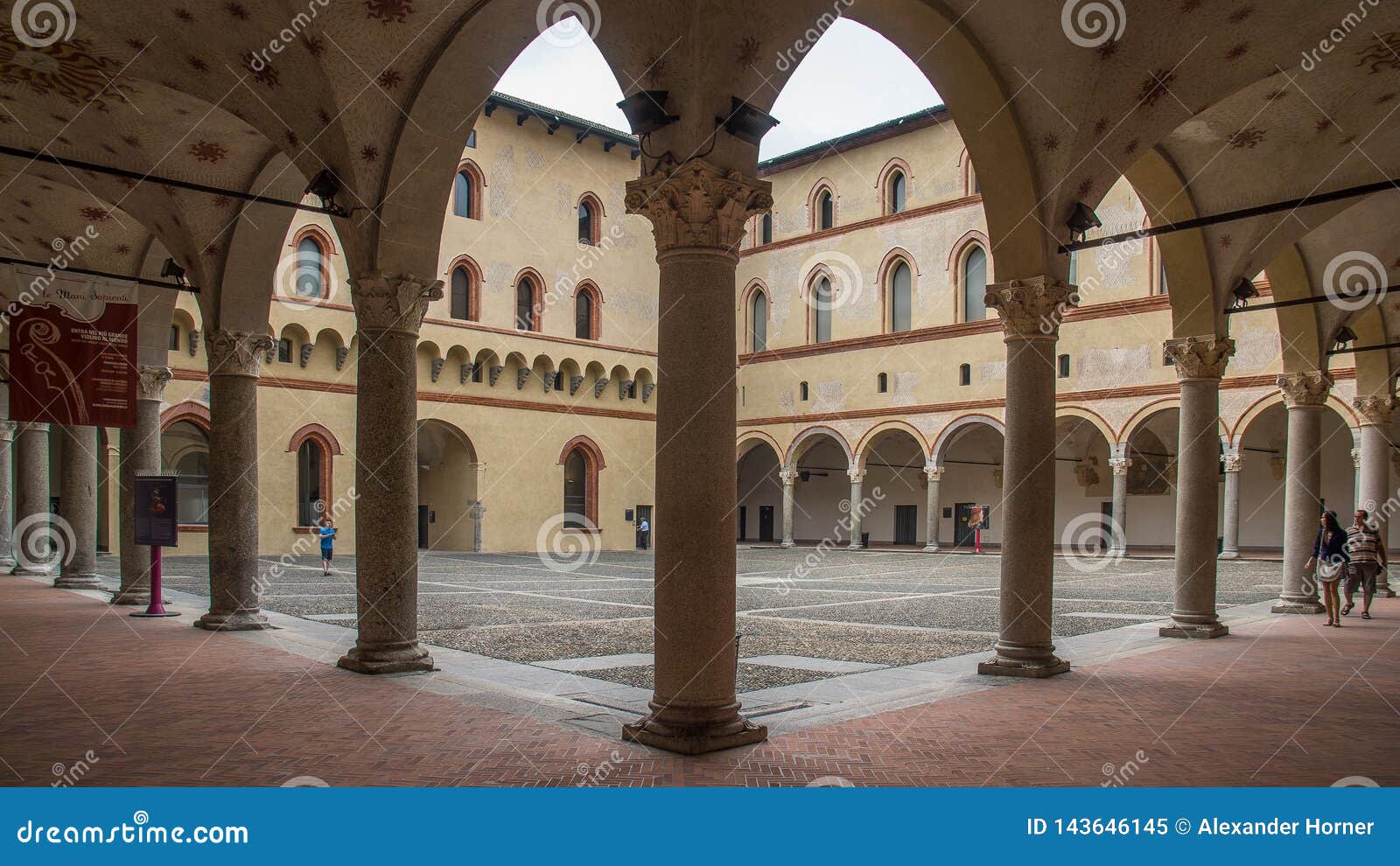Courtyard in castle inside stock image. Image of facade - 143646145